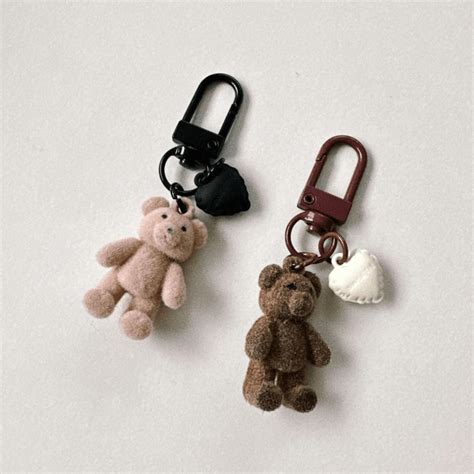 신상당일출고🚀 벨벳 곰돌이 키링🐻 수능선물 응원선물 무광 키링 에어팟 파우치 가방 에이블리