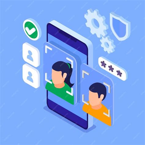 디지털 보안 및 식별 기호 벡터 일러스트와 함께 웹 30 기술 아이소메트릭 개념 프리미엄 벡터