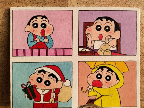 Shinchan Canvas Painting Mini Canvas Art Easy Cartoon Drawings Cute Drawings