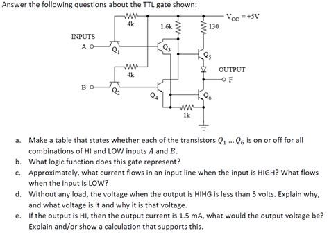 Solved Answer The Following Questions About The Ttl Gate
