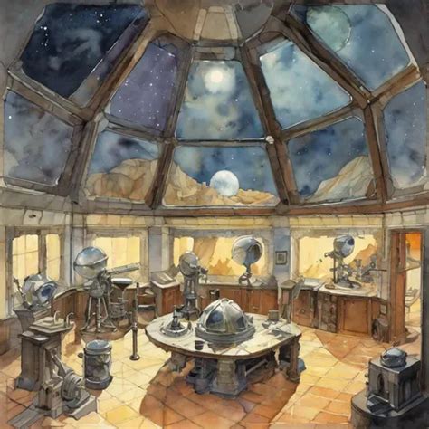 Isometric Dnd Battle Map Night Time An Observatory Openart