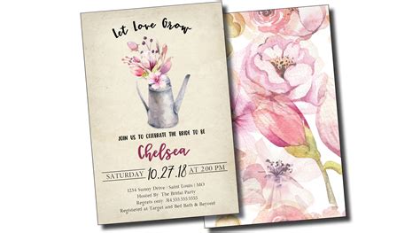 Let Love Grow Bridal Shower Invitation Personalized Digital Options