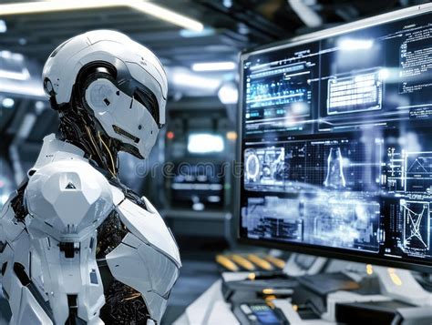 Advanced AI Robot in Futuristic Control Room Stock Image - Image of cybernetic, cyber: 320223553