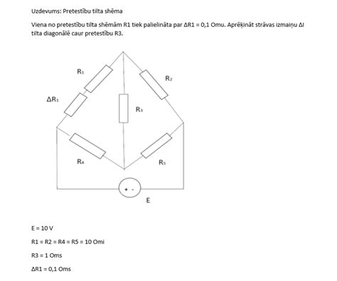 Solved Task Resistance Bridge Scheme One Of The Resistance Chegg Com