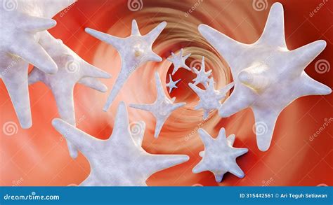 3d Rendering Of Thrombocytes And Red Blood Cells Stock Image