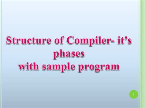 Structure Compiler Phases Information About Basics Of Compiler Pdfpdf