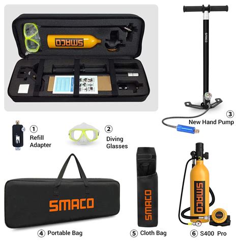 Smaco Scuba Tank Diving Gear For Diver 1l Mini Scuba Tank Oxygen