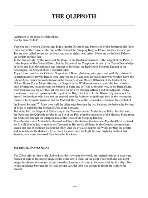 Understanding The Qlippoth In Kabbalah Pdf Serpents In The Bible