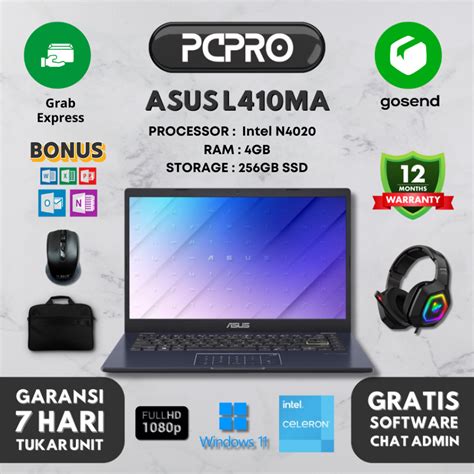 Jual Laptop Asus L410ma Intel N4020 4gb 64gb 256gb Ssd 14 Inch Full