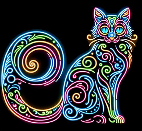 Download Ai Generated Cat Neon Royalty Free Stock Illustration Image