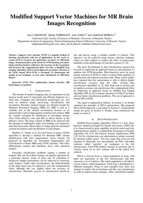 Pdf Modified Support Vector Machines For Mr Brain Images Recognition