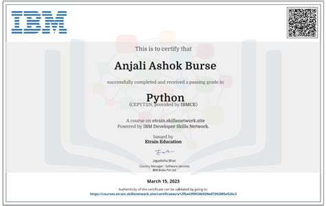 Anjali Burse On Linkedin Python Ibm Certificate