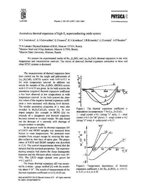 Pdf Anomalous Thermal Expansion Of High Tc Superconducting Oxide
