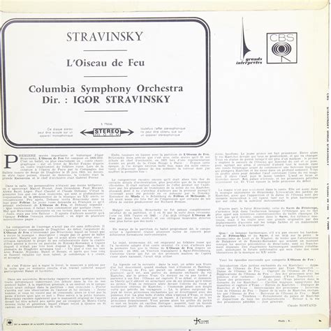 Виниловая пластинка ВИНТАЖ STRAVINSKY L OISEAU DE FEU Купить в