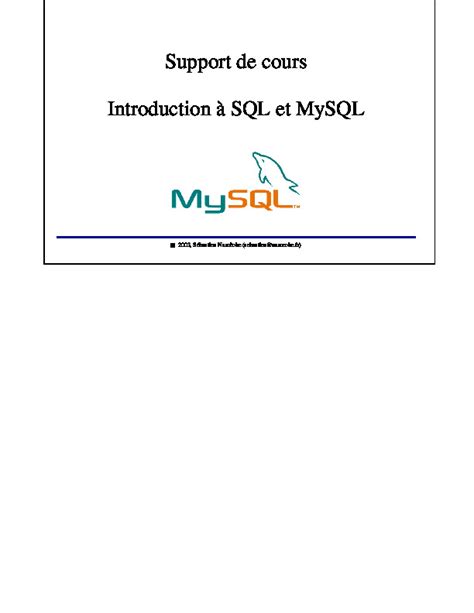 Support De Cours En Pdf Sur Sql Et Mysql Coursinfopdfcom