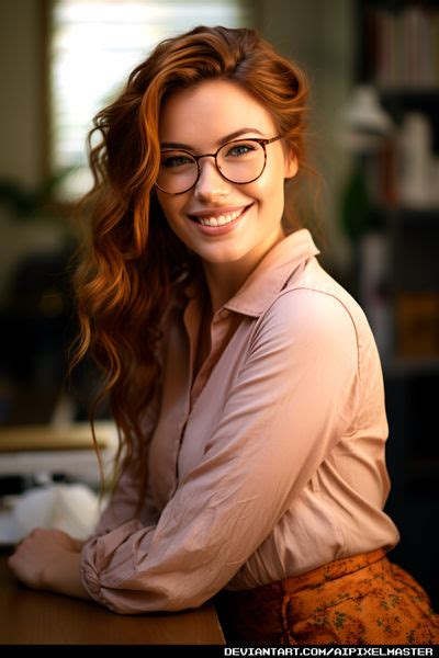 Smiling Redhead Substitute Teacher With Glasses By Aipixelmaster On Deviantart