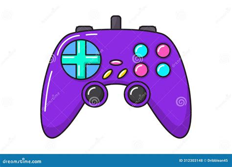 Vector Game Controller Gamepad Icon Violet Joystick Element Flat Style