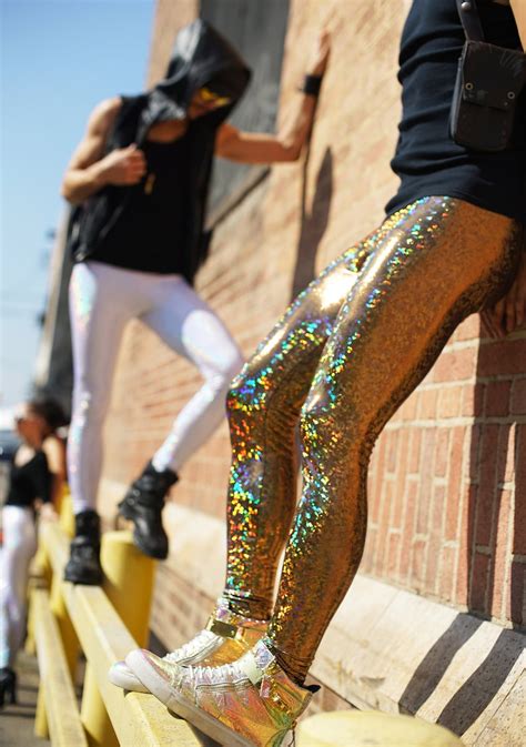 Gold Disco Ball Dance Holographic Mens Leggings Etsy