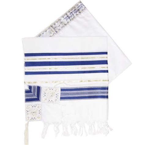 Prayer Shawl 36 Blue And Gold Holyland Marketplace