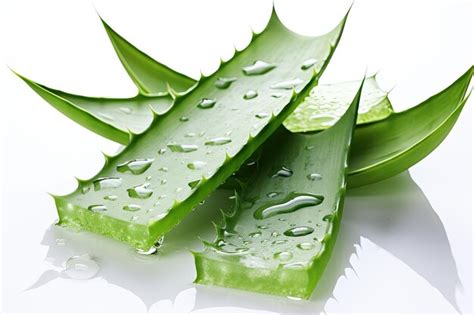 Premium Ai Image Aloe Vera Two Leaves With Slices Beauty Skin Care