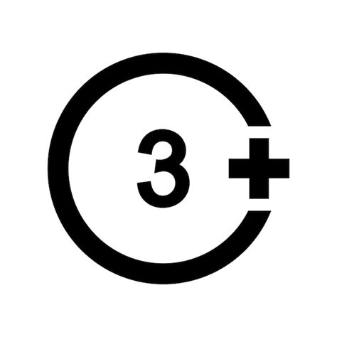 Premium Vector Three Plus Sign Number 3 In Circle Isolated On White Background Age Censor