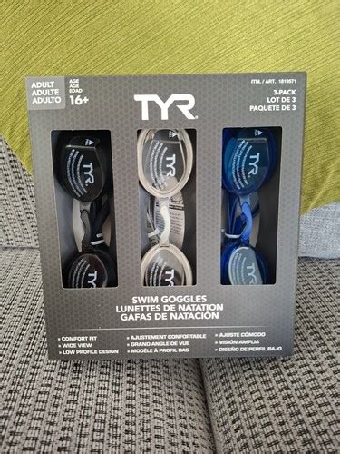 Tyr Swim Adult Swim Goggles 3 Pack Age 16 Black Grey And Blue Ebay Uk