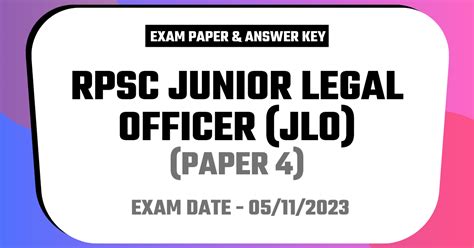 RPSC Junior Legal Officer JLO Exam 5 November 2023 Paper 4 Answer