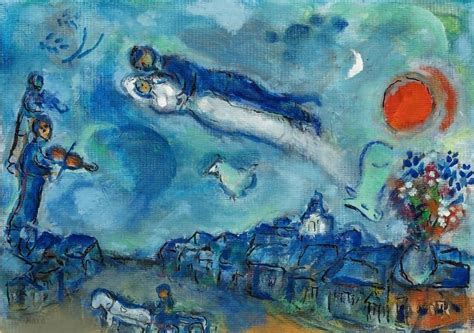 Chagall Les Maries Au Dessus Du Village Lithograph Unframed In 2025