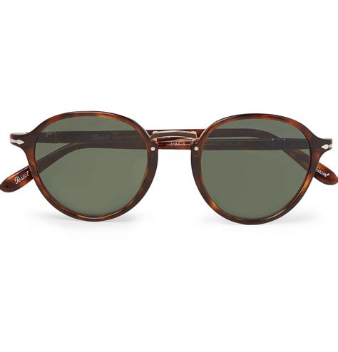 Persol Round Frame Tortoiseshell Acetate And Gold Tone Sunglasses