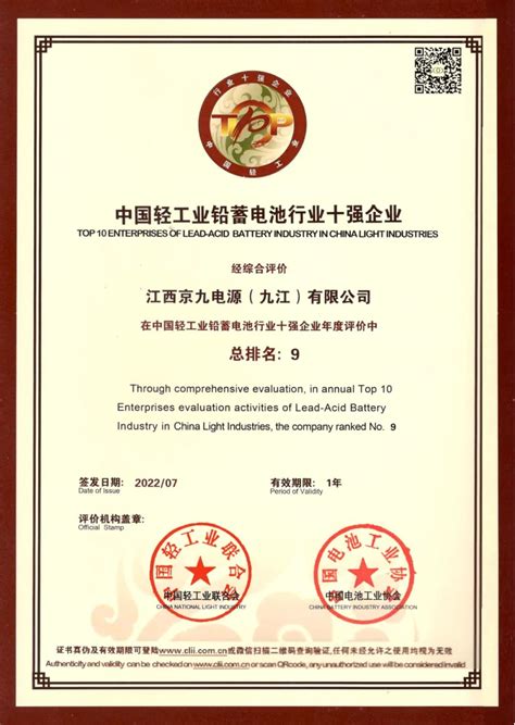 实力见证！京九集团荣获“2022铅蓄电池行业十强企业”！京球电池【跑得更远的电池】