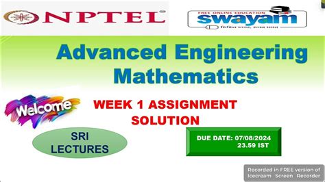 💥week 1💥🔥100 🔥advanced engineering mathematics assignment solution💥💥