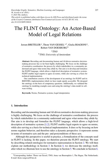 pdf the flint ontology an actor based model of legal relations