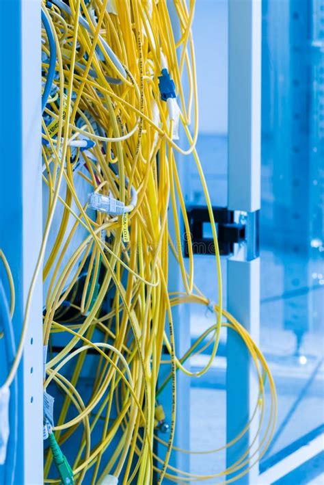 Server With Connected Fiber Optics Cables Stock Image Image Of Broadband Network 349627779