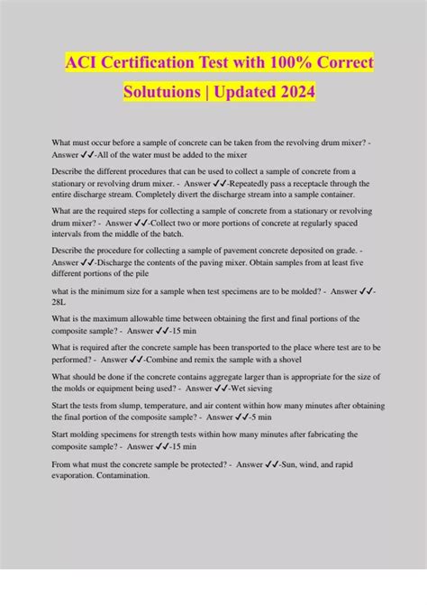 Aci Certification Test With 100 Correct Solutuions Updated 2024
