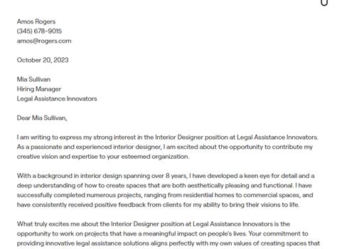 1 Interior Designer Cover Letter Examples With In Depth Guidance