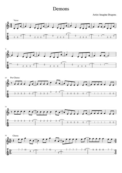 Demons Imagine Dragons Ukulele Tab FINGERSTYLE GUITAR