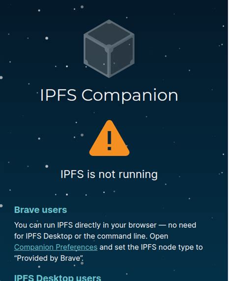 ipfs companion extension ui bug desktop support brave community