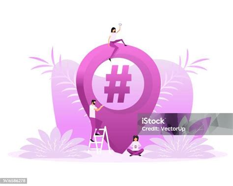 해시 태그 위치 사람들 어떤 목적을위한 훌륭한 디자인 플랫 벡터 일러스트레이션 아이소메트릭 벡터 3월에 대한 스톡 벡터 아트 및