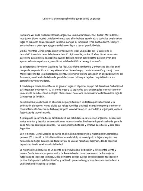 La Historia De Un Pequeño Niño Que Se Volvió Un Grande Pdf Lionel