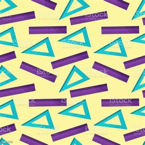 컬러 눈금자 분열삼각형이 있는 매끄러운 패턴 인쇄를 위한 분할 고립 된 배경에 학교와 사무실 용품 심플한 귀여운 스타일로 벡터 일러스트레이션 개념에 대한 스톡 벡터 아트 및