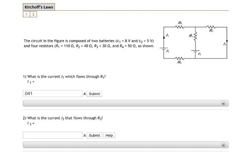 solved kirchoff s laws the circuit in the figure is composed of two batteries 81 8 v and €2