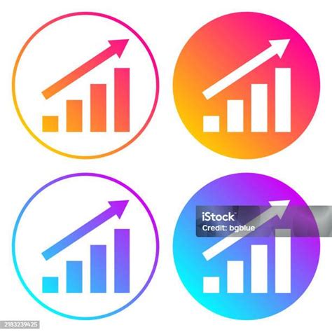 Growing Graph Round Icons With Color Gradients Ilustrasi Stok Unduh