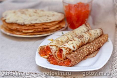 Блины с красной икрой Рецепт с фото