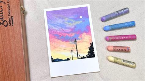 오일파스텔로 전봇대 풍경 그리기 오일파스텔 종이 추천💁🏻‍♀️📜 Oil Pastel Drawing En 2024