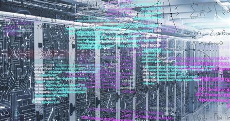 Complex Data Processing In Server Room With Digital Interface