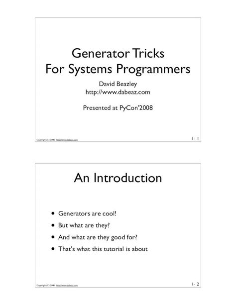 Pdf Generator Tricks For Systems Programmersjzhucsc326readings
