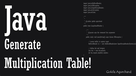 Java Program | Generate Multiplication Table - Gokila Agurchand - YouTube