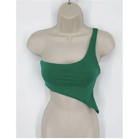 Naked Wardrobe Tops Mwt Naked Wardrobe Green Smooth Side Crop Top