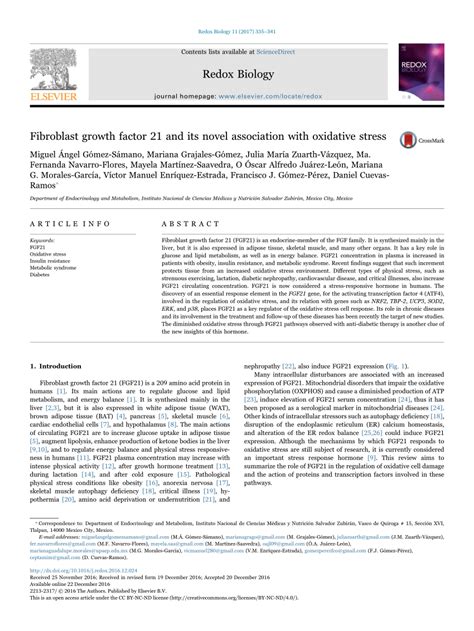 Pdf Fibroblast Growth Factor 21 And Its Novel Association With