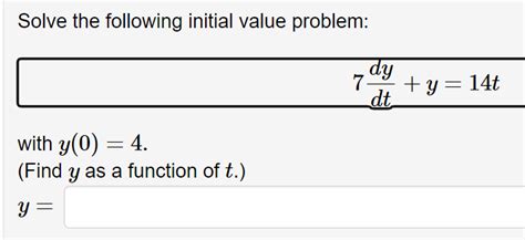 Solved Solve The Following Initial Value Problem Chegg